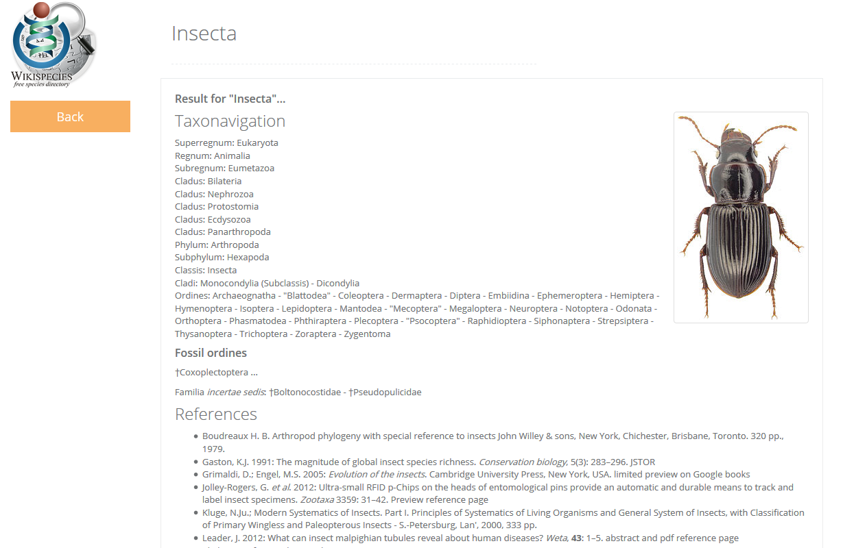 Wikispecies Easy Search - Wikipedia API Based PHP Dictionary Script by nelliwinne